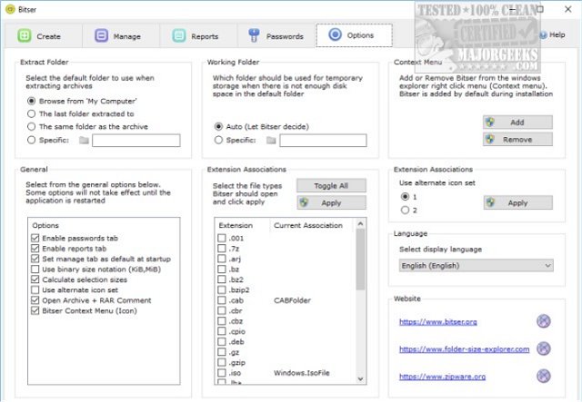 Bitser Manages Numerous Compression File Formats - MajorGeeks