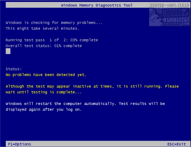 You can press F1 and choose Basic or Extended scans. Press the tab key ...