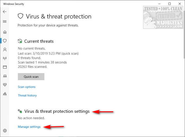 Scroll down again to Exclusions , and click on Add or remove exclusions