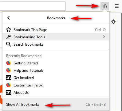 Click on Import and Backup and click on Export Bookmarks to HTML