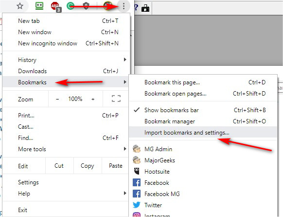 Expand Import Bookmarks and Settings and choose Bookmarks HTML file