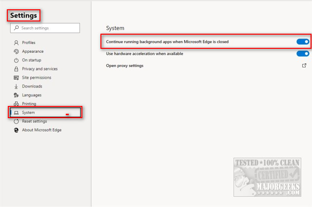 On the right side, uncheck the box that says Continue running ...