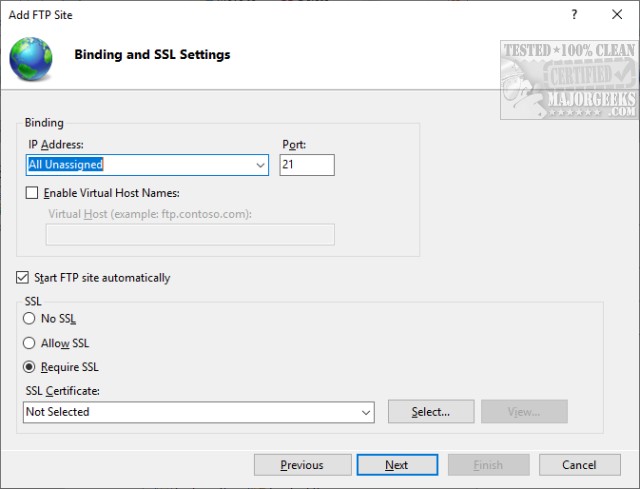 Next, you can assign an IP address, port, start automatically, and SSL ...