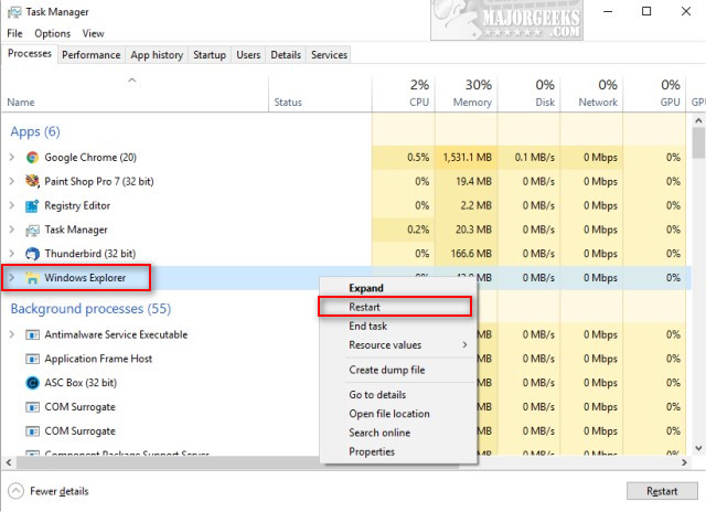 If your Taskbar disappears, press the Windows key.