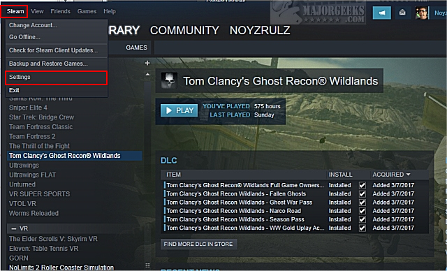 Click on Download Region and select another server.