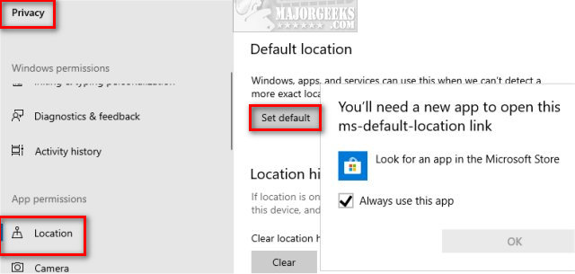 The next section is Default location , and you can change your default ...