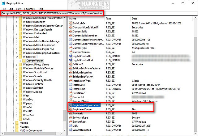 Double-click either to change the owner or organization. Anything ...