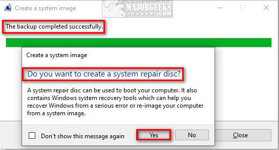 Once completed, you will be notified that the backup is complete and ...