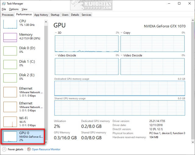 Available information includes 3D, Copy, Video Encode, and Decode ...