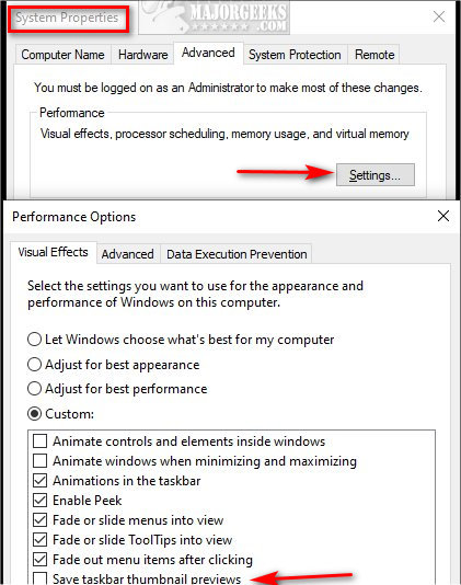 How to Disable or Enable Taskbar Thumbnail Cache in Windows 10