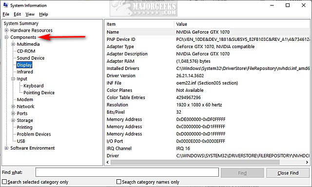 As we mentioned earlier, System Information rarely finds everything you need. In our case, the ...
