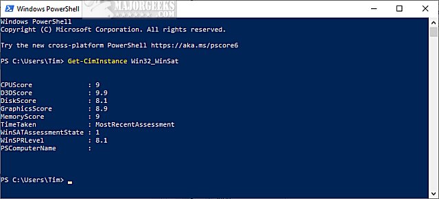 Running the Windows Experience Index from PowerShell is our personal ...