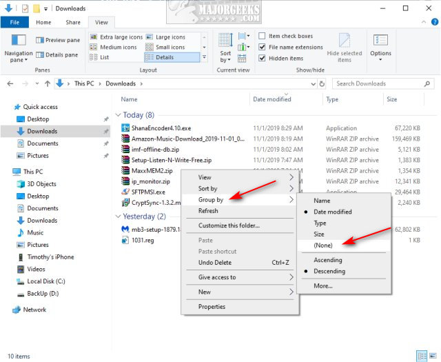 How to Restore The Downloads Folder View in Windows 10