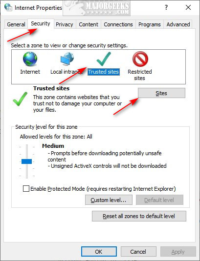 Type in the address of the website and click on Add . If you want to trust an entire website ...