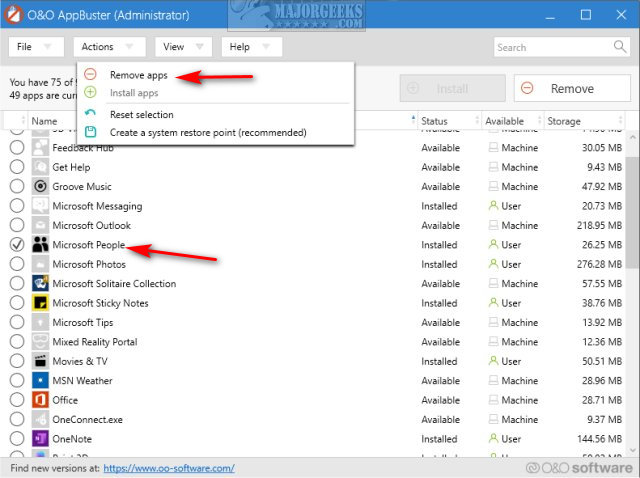 To reinstall Microsoft People, follow the same steps, but click on Microsoft People and instead ...