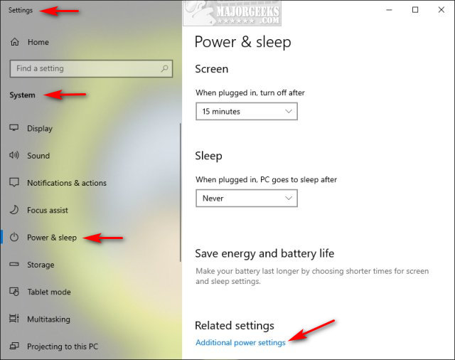 Click Start > Settings > System > Power & sleep > Additional power ...
