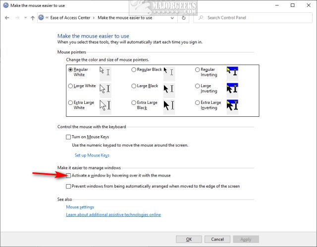 That's it. Return to the same place and uncheck the box to restore the Windows default settings.