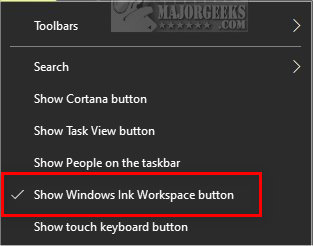 how or Hide the Windows Ink Workspace Button in Settings