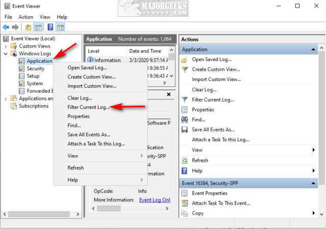 Click the arrow next to Event sources and Check Chkdsk and Wininit