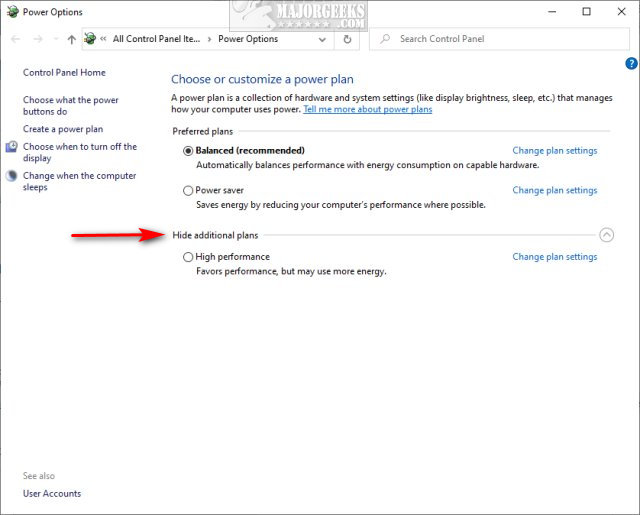 Check the box next to the Power Plan you want to use.