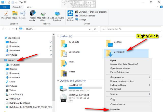 Open File Explorer, and click on This PC . Right-click on your current ...