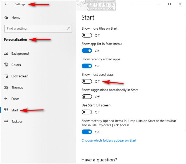 Start> Settings > Privacy - Uncheck Let Windows track app launches to improve Start and search ...