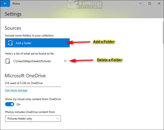 2 & 3: Add or Import Folders in Windows 10 Photos app