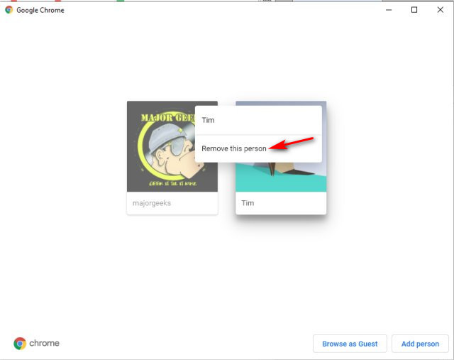 Google Chrome will alert you that you are deleting a person and all of ...