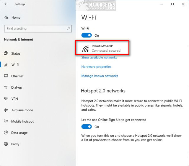 View Wireless Network Signal Strength in Windows 10 in Control Panel