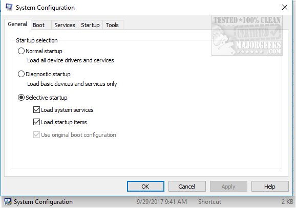 Now, click on the Services tab and at the bottom check the Hide all ...
