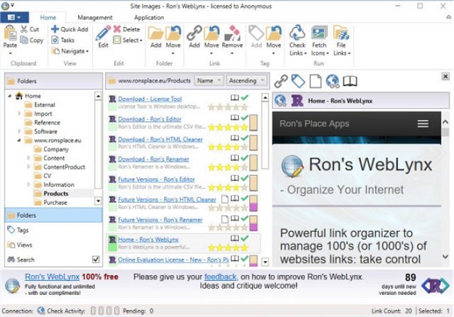 Ron's WebLynx Helps Manage Website Links and More