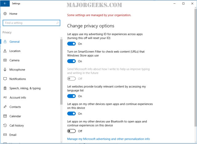Uncheck "Let apps use my advertising ID for experiences across apps ...