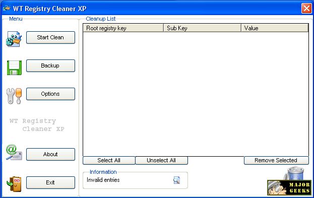 Download WT RegCleanerXP - MajorGeeks