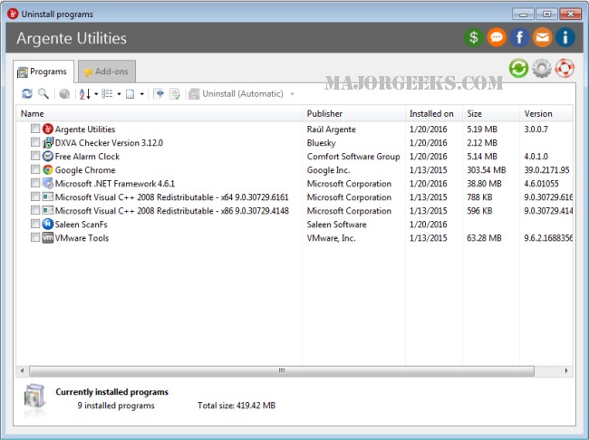 Download Argente Uninstall Manager - MajorGeeks
