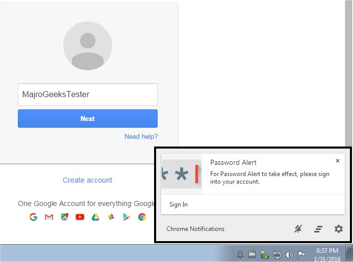 Download Password Alert for Chrome - MajorGeeks