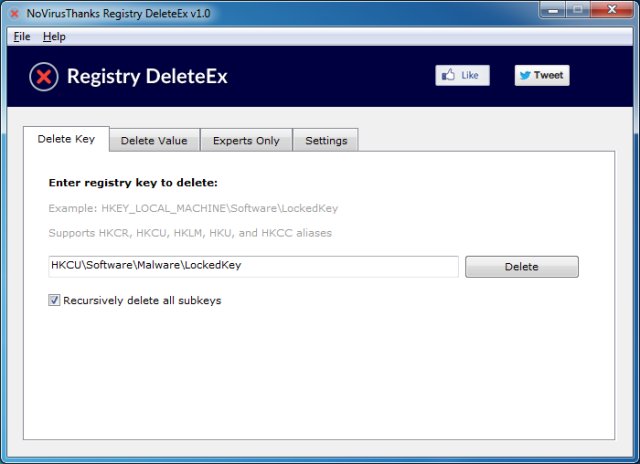 Download NoVirusThanks Registry DeleteEx - MajorGeeks