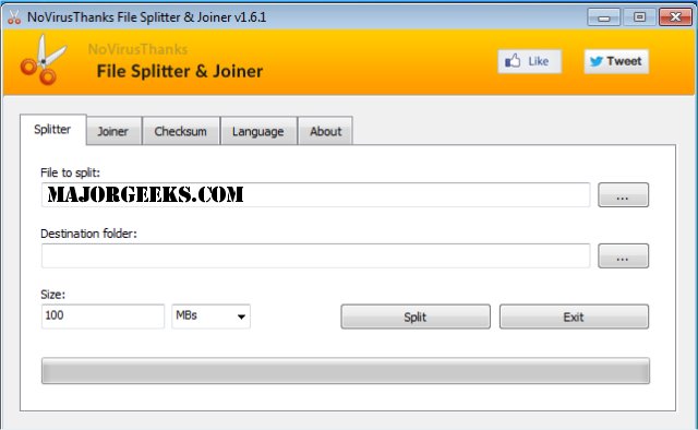 Download NoVirusThanks File Splitter & Joiner - MajorGeeks