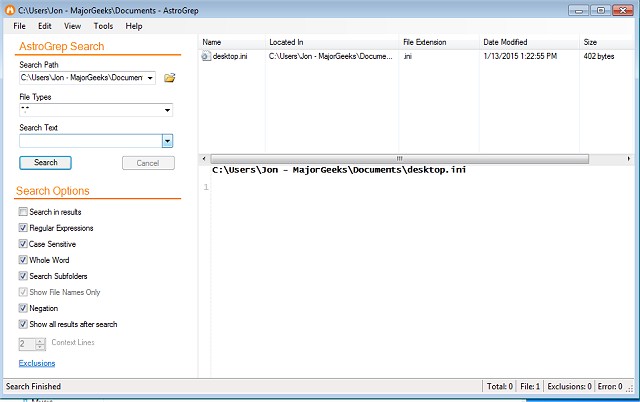 Download AstroGrep - MajorGeeks