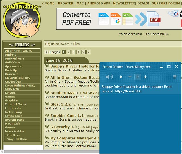 Download Screen Reader - MajorGeeks