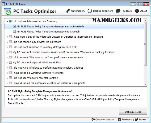 Download PC Tasks Optimizer - MajorGeeks
