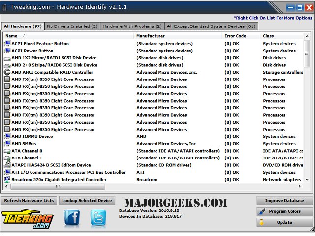 Download Tweaking.com - Hardware Identify Portable - MajorGeeks