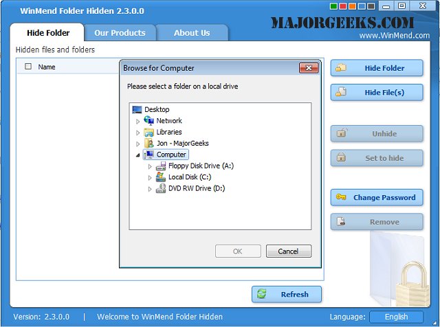 Download WinMend Folder Hidden 2.4.0 - MajorGeeks
