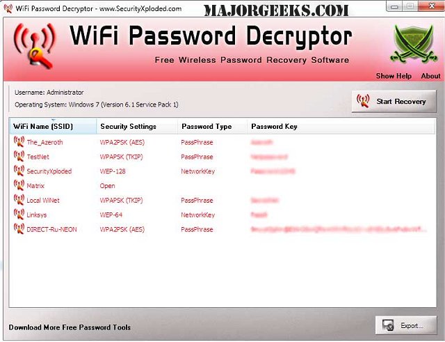 Download WiFi Password Decryptor - MajorGeeks