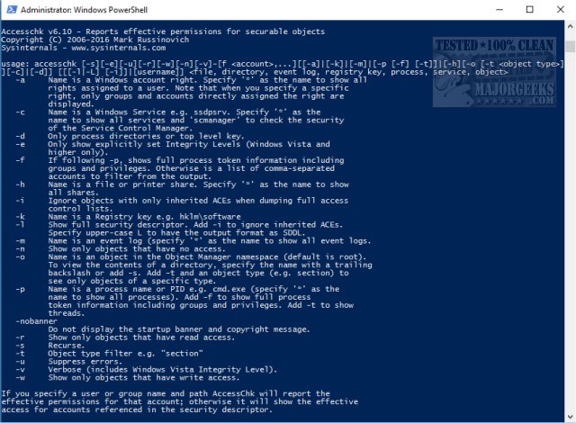 Download AccessChk - MajorGeeks