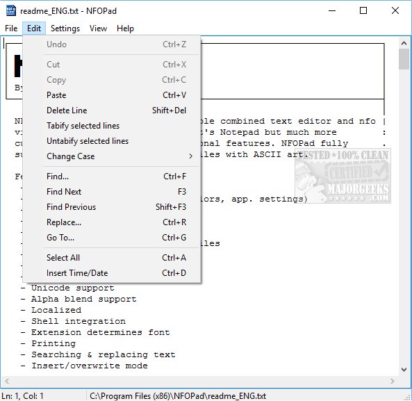 Download NFOPad - MajorGeeks