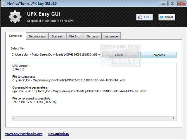 Download NoVirusThanks UPX Easy GUI - MajorGeeks