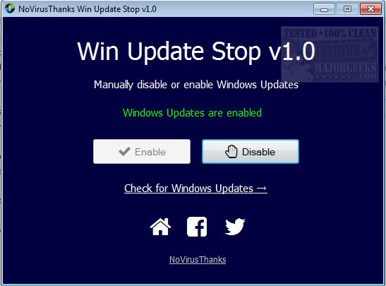 Download NoVirusThanks Win Update Stop - MajorGeeks
