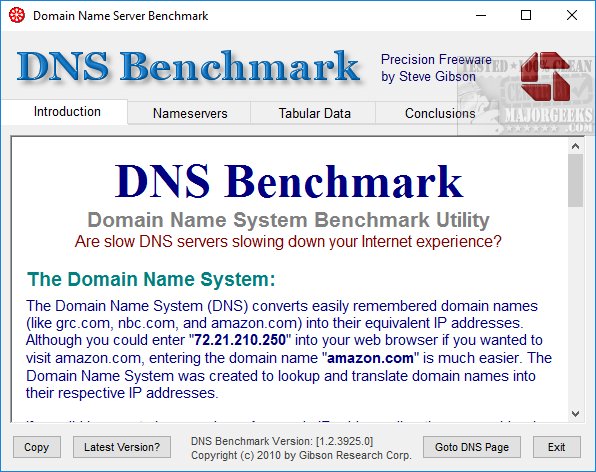 Download DNS Benchmark - MajorGeeks