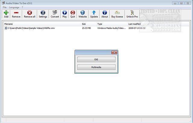 Download Audio/Video To Exe - MajorGeeks