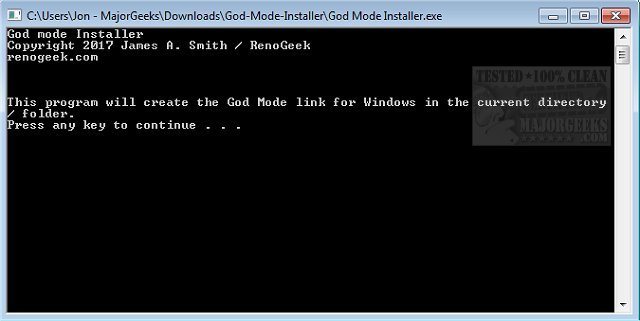 Download God Mode Installer 1.0.0.0 - MajorGeeks